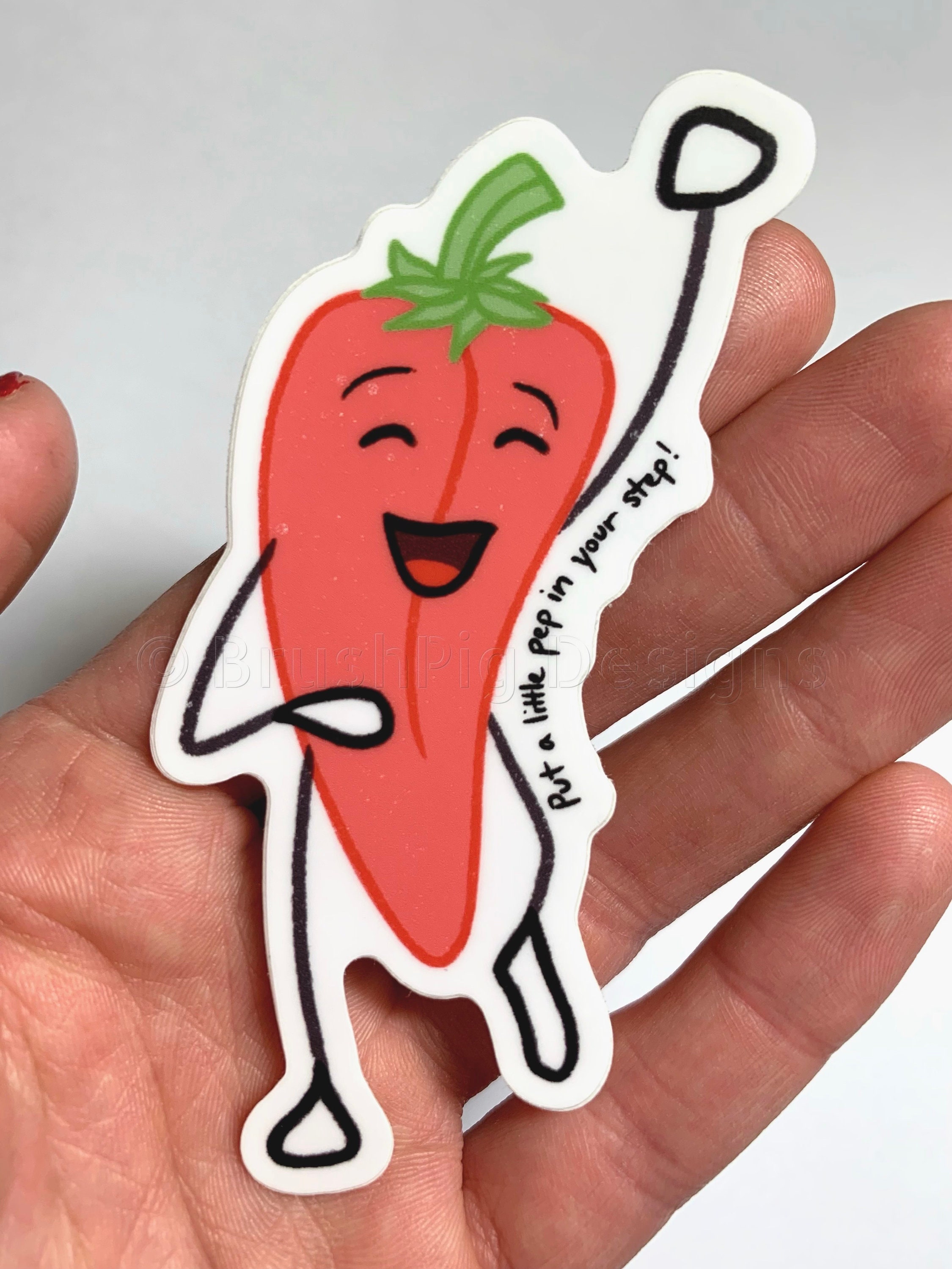 Happy Motivational Pepper Sticker, Pepper Sticker, Waterproof ...