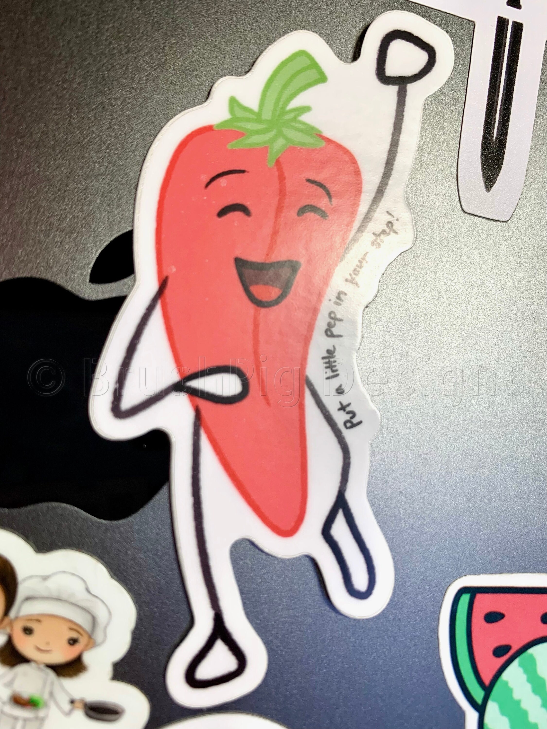 Happy Motivational Pepper Sticker, Pepper Sticker, Waterproof ...
