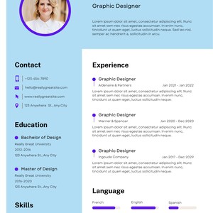 White Blue Minimalist Graphic Designer Professional CV Resume Template ...