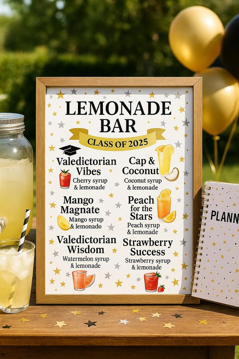 Graduation Lemonade Bar Sign – Class of 2025 | Printable PDF ...