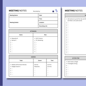 Editable Meeting Notes Template for Google Docs, Meeting Minutes ...