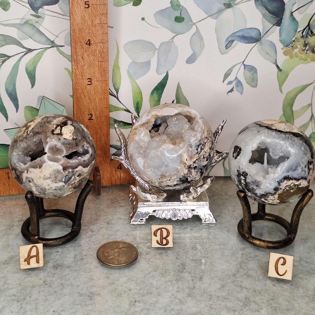 Agate Geode Cave Spheres // UV Reactive // Beautiful Sparkly Druzy ...