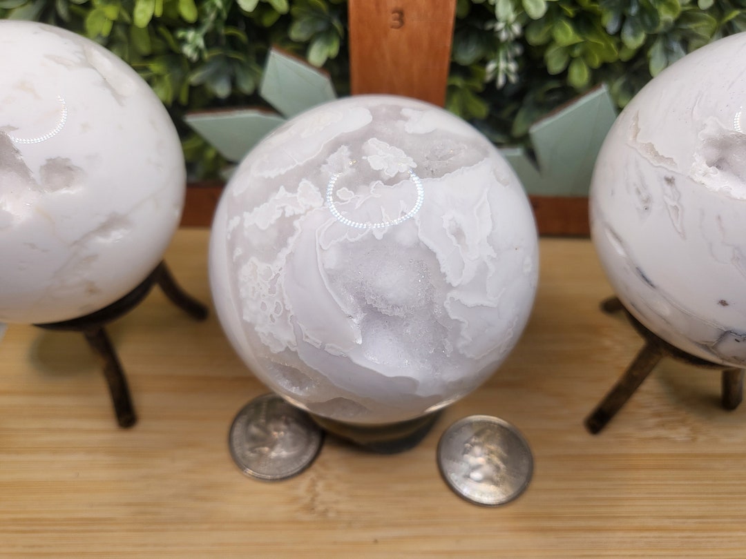 Druzy Snow White Agate Spheres, Crystal - Etsy