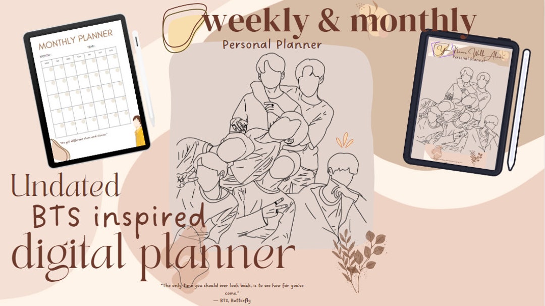 BTS/ARMY Minimalistic Goodnotes Digital Planner | Undated | iPad ...