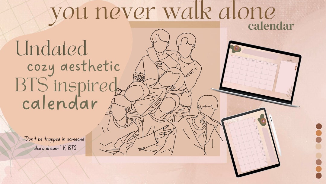 BTS Inspired Minimalistic DIGITAL Calendar | Goodnotes Digital Calendar ...