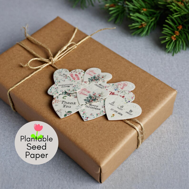 Plantable Seed Paper Gift Tag, Christmas Gift Tags for Family, Thank ...