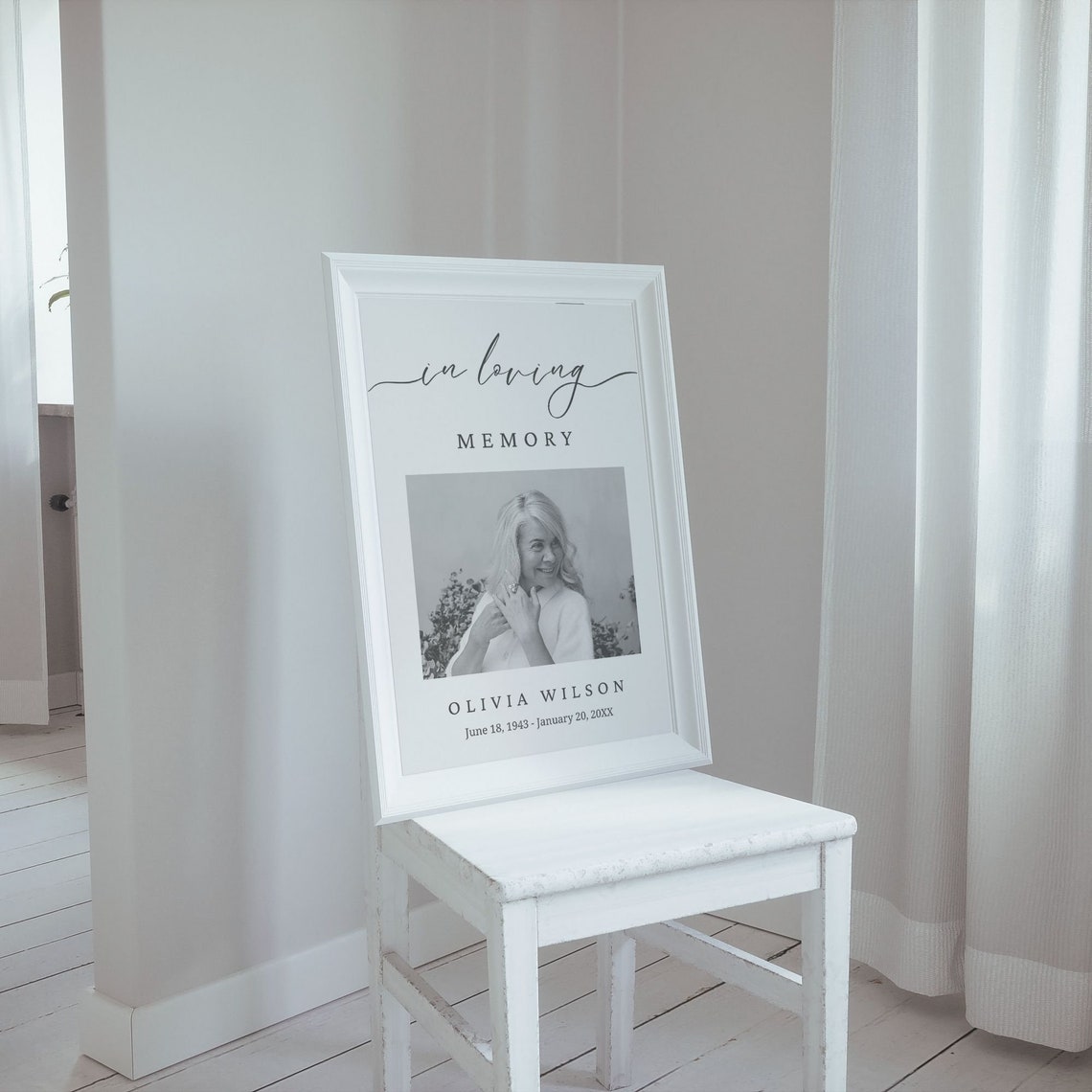 Minimalist Funeral Memorial Sign, Funeral Welcome Poster, in Loving ...