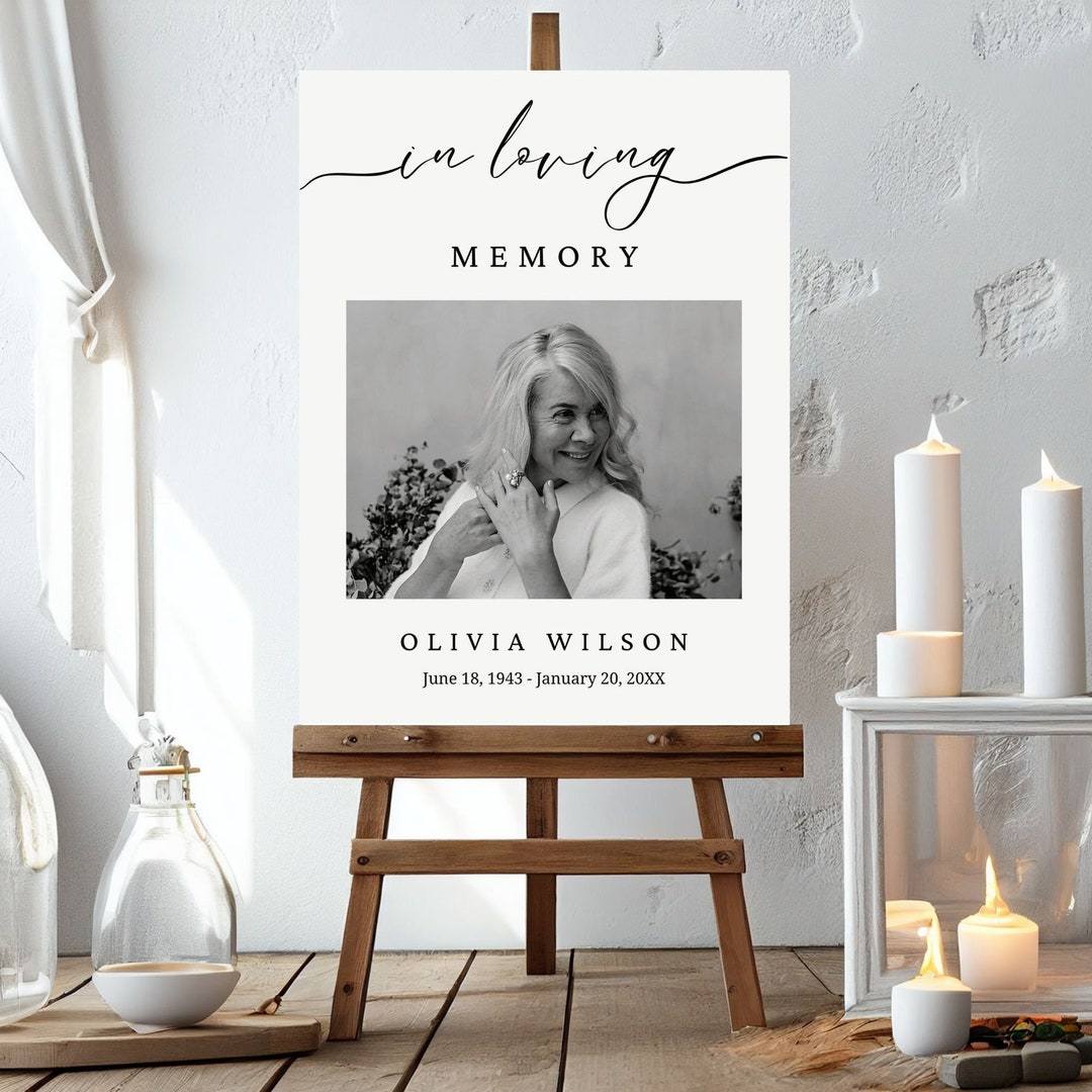 Minimalist Funeral Memorial Sign, Funeral Welcome Poster, in Loving ...