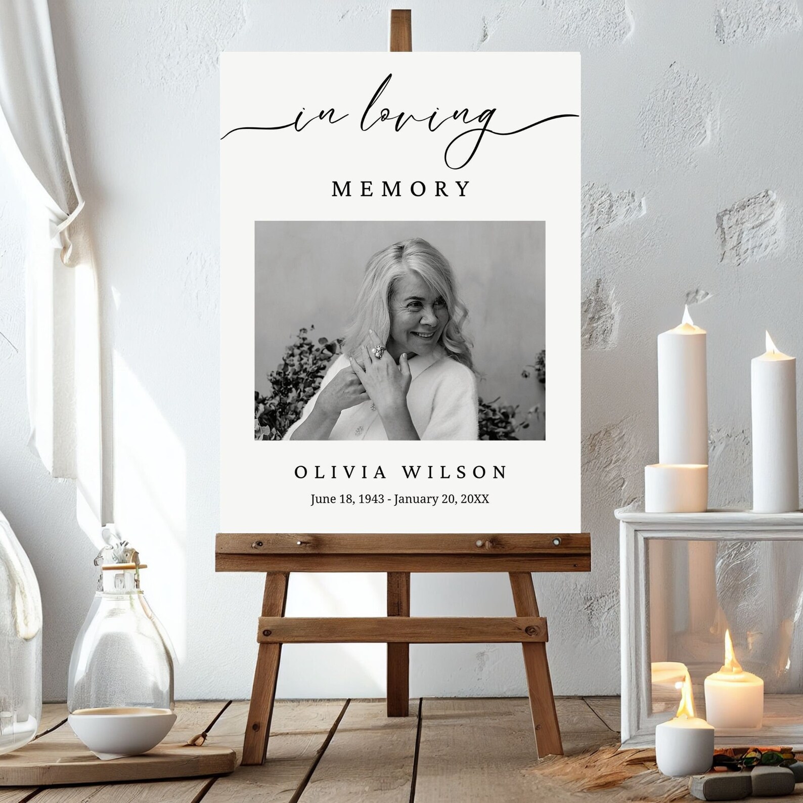 Minimalist Funeral Memorial Sign, Funeral Welcome Poster, in Loving ...