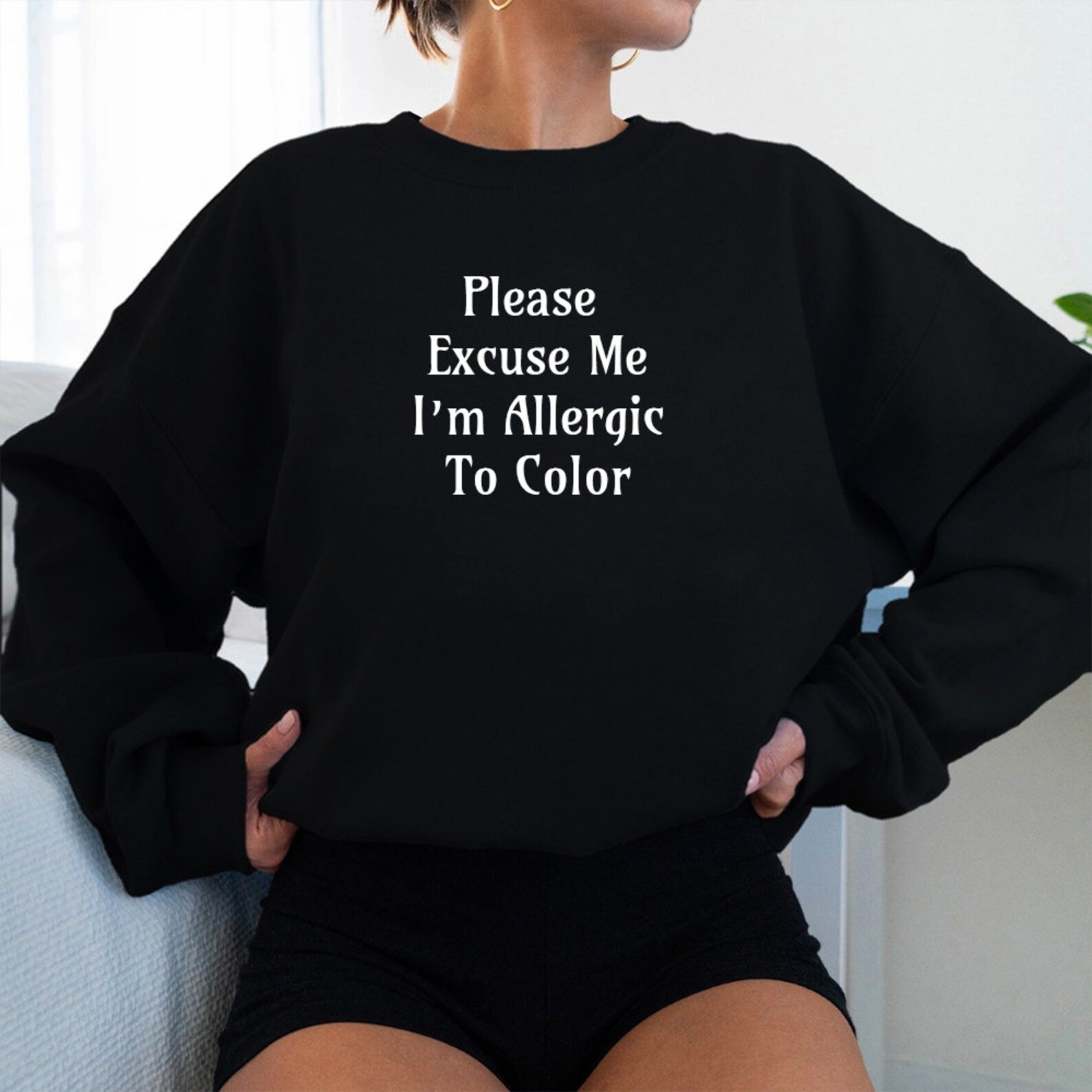 I'm Allergic to Color Wednesday Merch Gift Netflix Sweatshirt Jenna ...