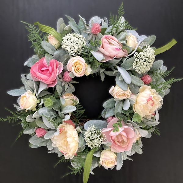 Pink Floral Wreath - Etsy