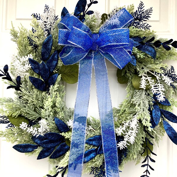 Blue Christmas Wreath - Etsy