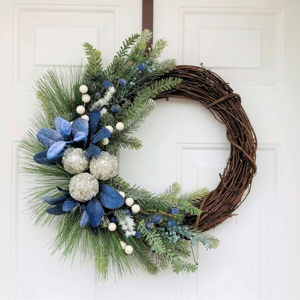 Blue Christmas Wreath - Etsy