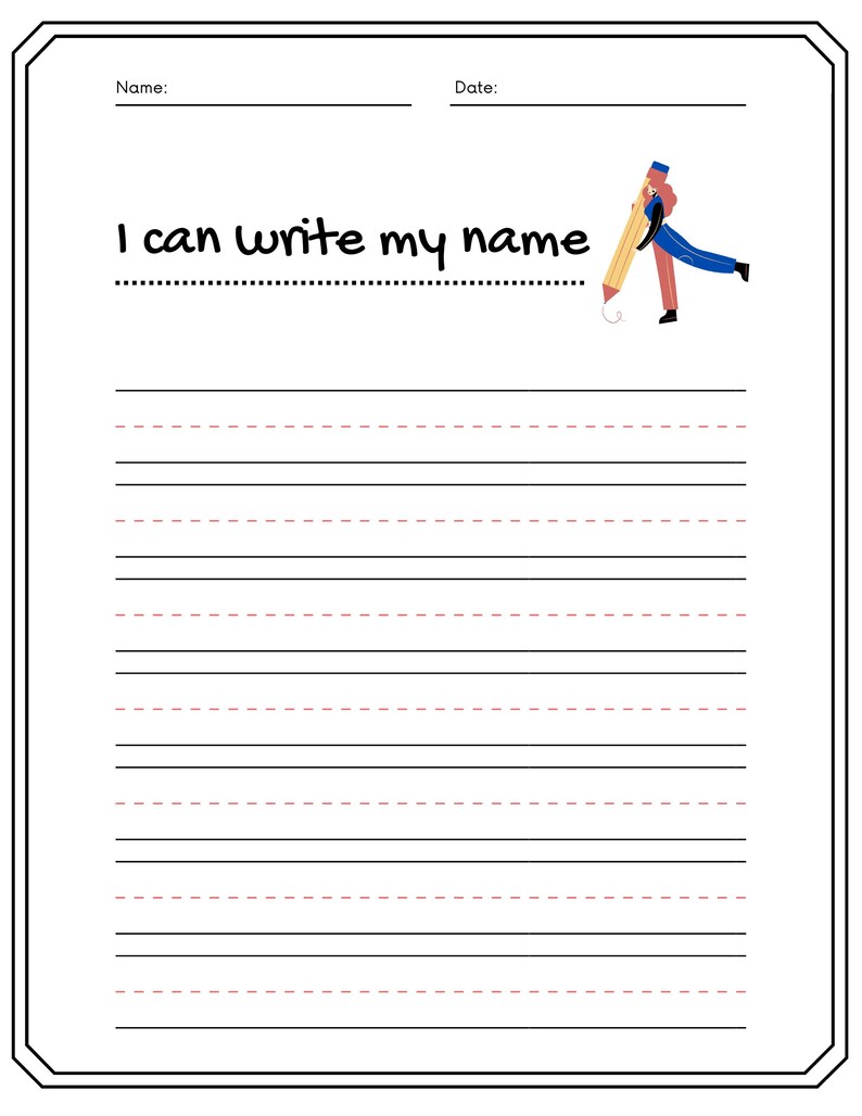 I Can Write My Name Handwriting Digital Download Worksheet - Etsy