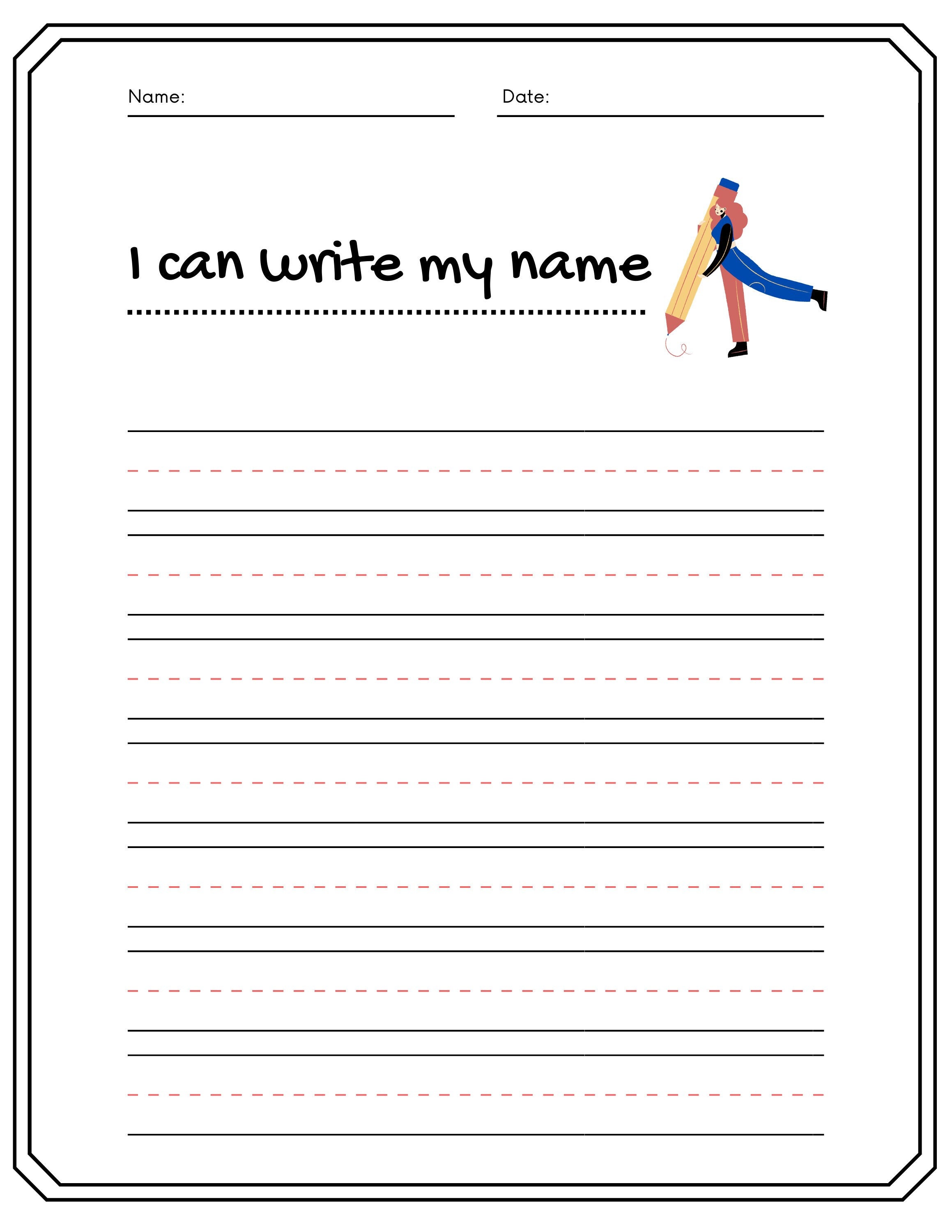 I Can Write My Name Handwriting Digital Download Worksheet - Etsy