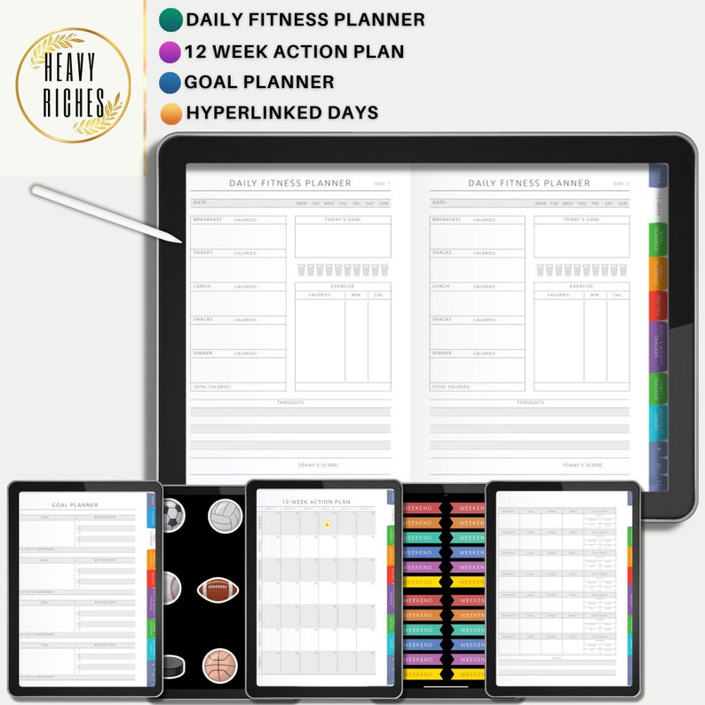 Digital Fitness Planner 12 Week Fitness Planner Undated Ipad - Etsy