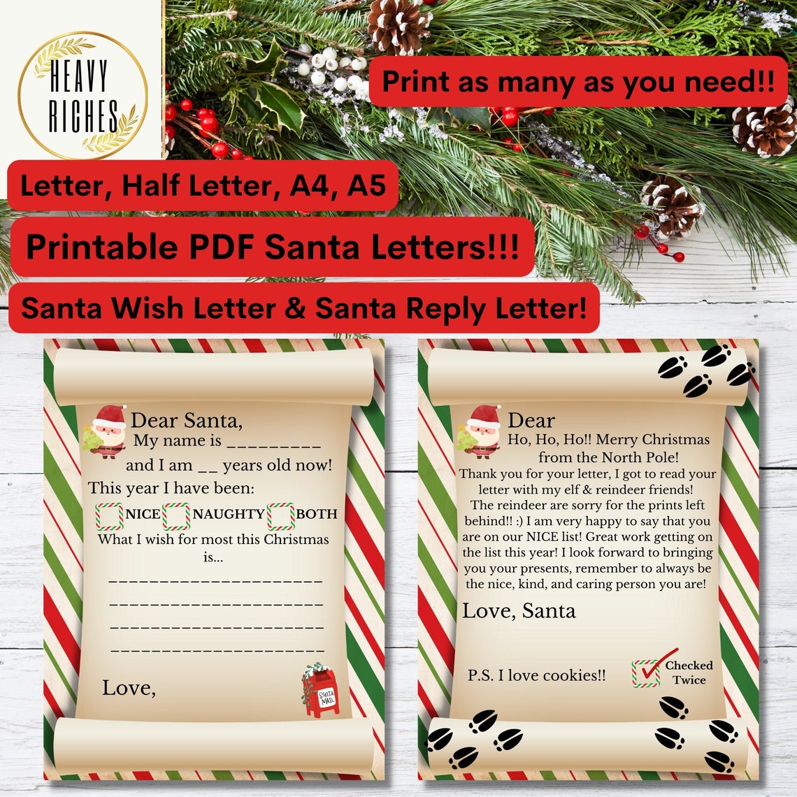 Printable Santa Letter Printable Santa Reply Letter Kids - Etsy