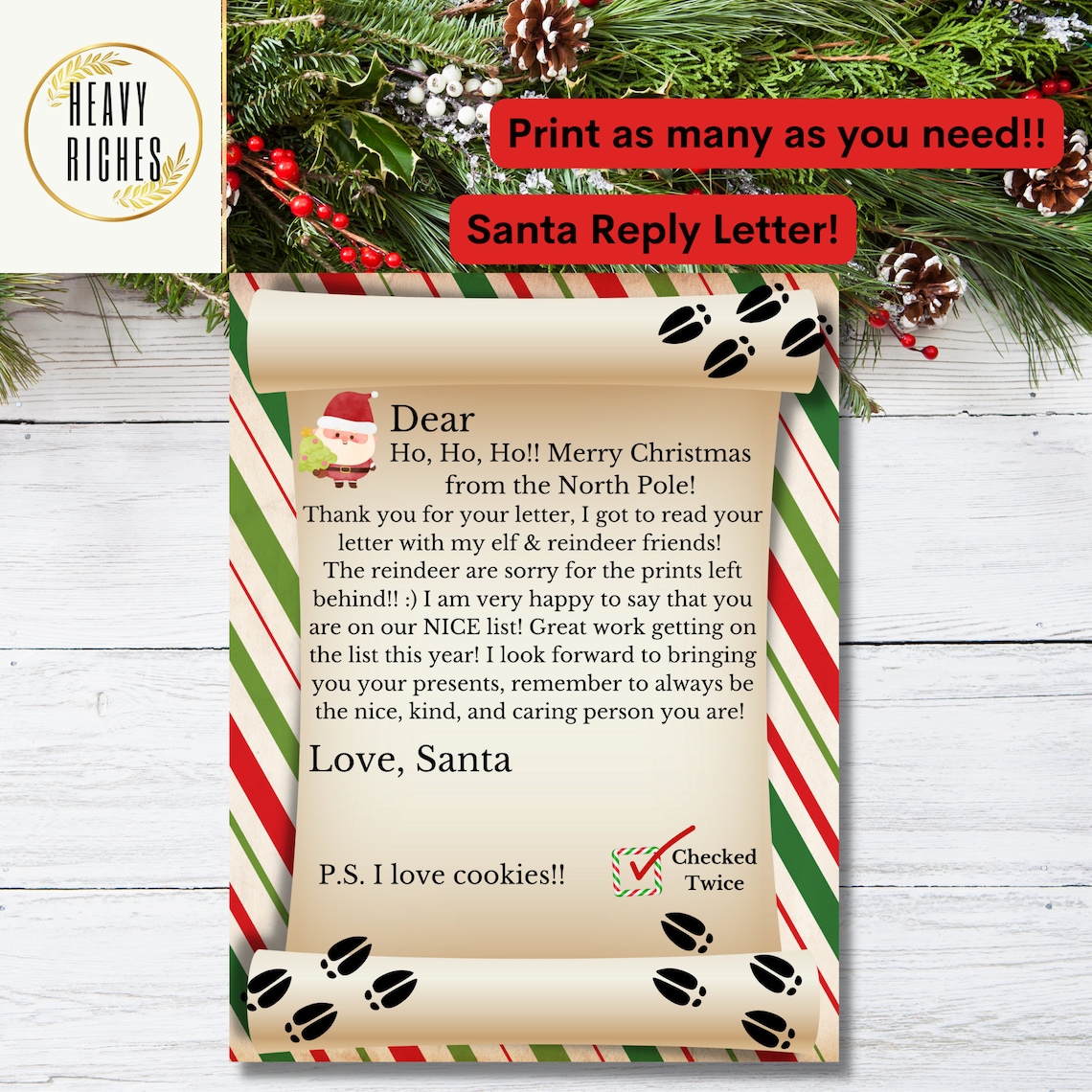 Printable Santa Letter Printable Santa Reply Letter Kids - Etsy