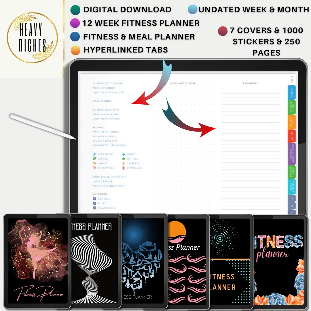 Digital Fitness Planner, 12 Week Fitness Planner, Undated iPad Planner ...