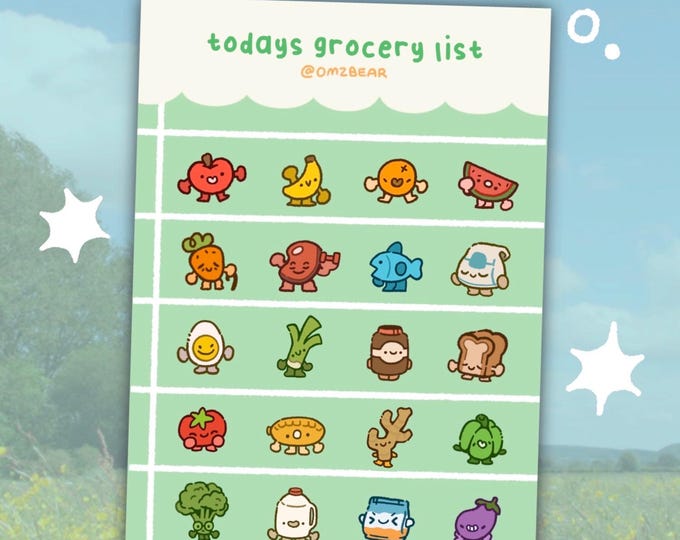 Grocery List Sticker Sheet - Etsy