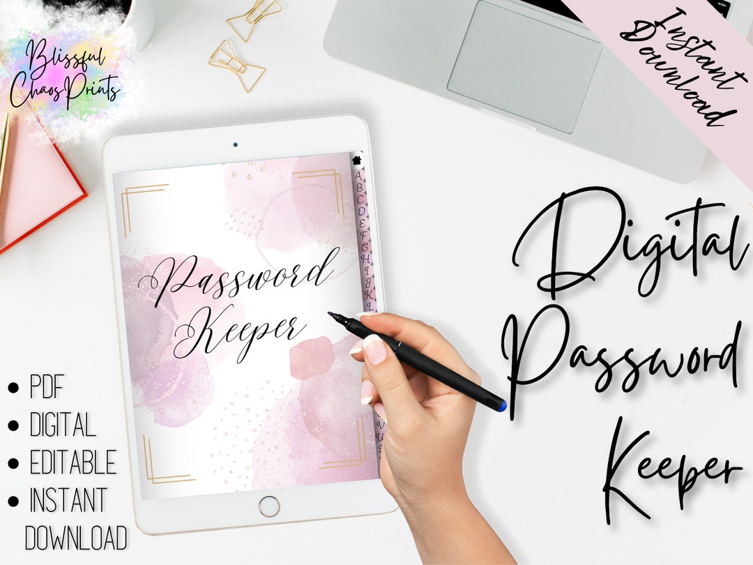 Pink & Gold Digital Password Keeper Planner (PDF Download) - Etsy