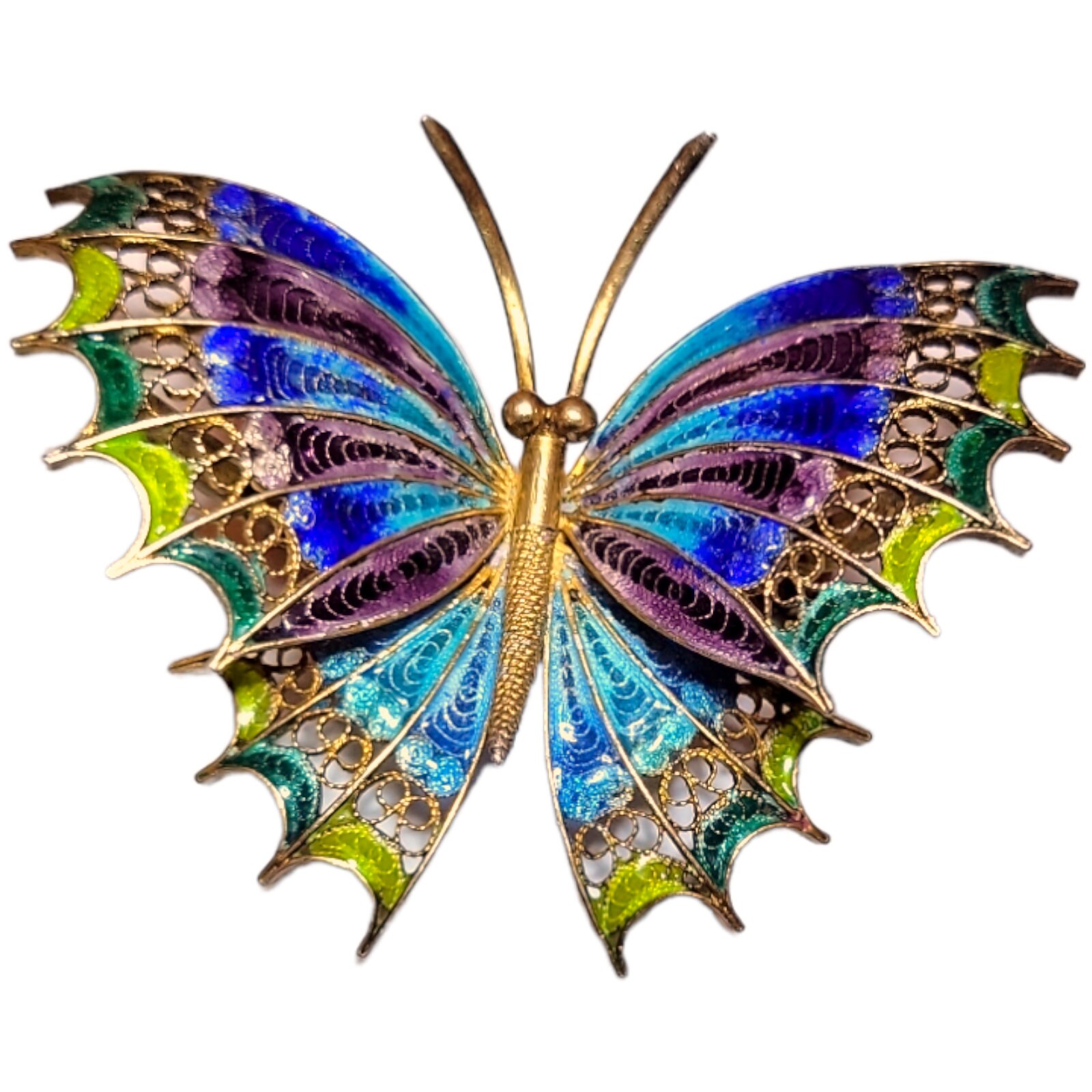 Antique German Filigree Enamelled Butterfly Brooch 800 Silver - Etsy