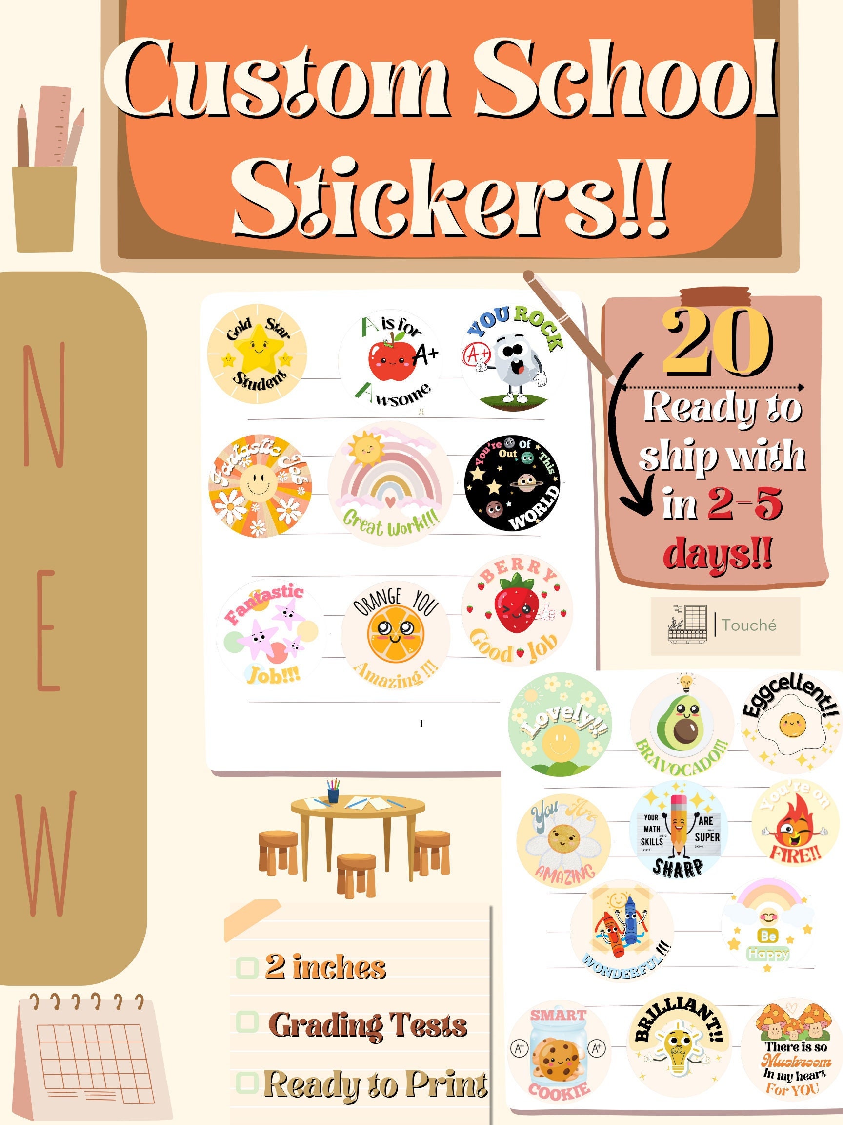Custom School Stickers Digital// Printable Stickers - Etsy