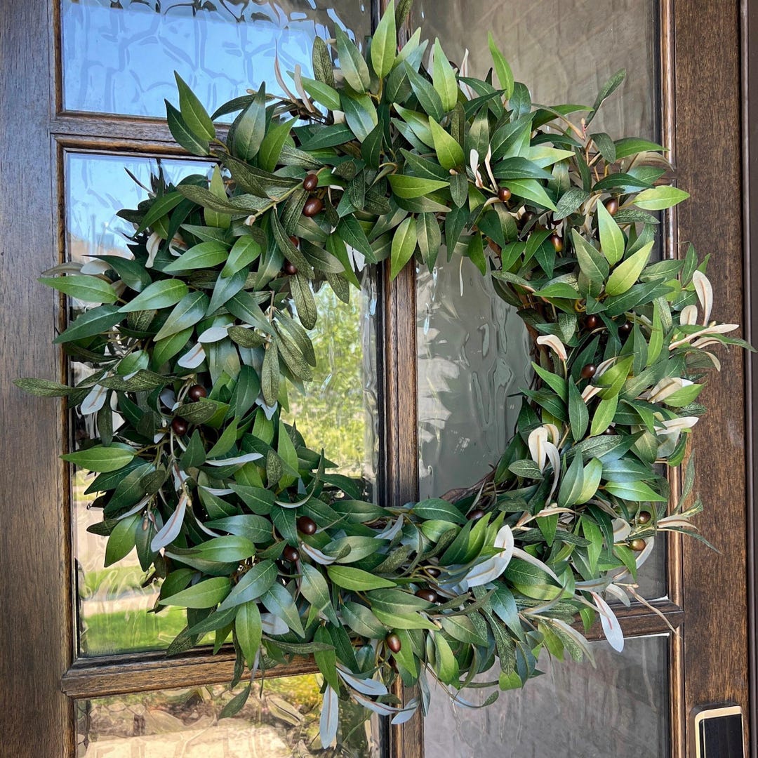 Olive Branch Wreath for Front Door, Year Round Wreath, Everyday ...
