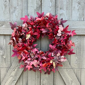 Purple and Plum Fall Wreath for Front Door, Moody Autumn Monochromatic ...