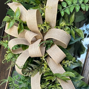 Everyday Greenery Wreath With Burlap Bow, Year Round Faux Greenery ...