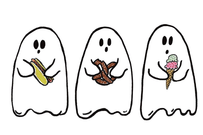 GHOST With Hotdog, Cute Ghost SVG, Ghost Digital Download, Halloween ...
