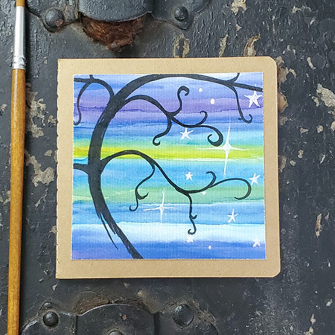 Night Tree Watercolor Small Notepad - Etsy