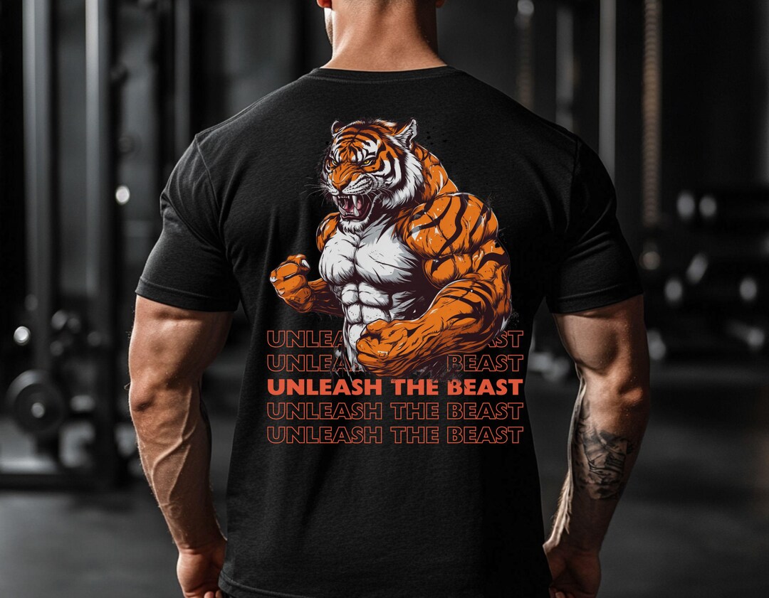 Muscular Tiger Graphic T-shirt: Unleash the Beast Gym Tee - Etsy