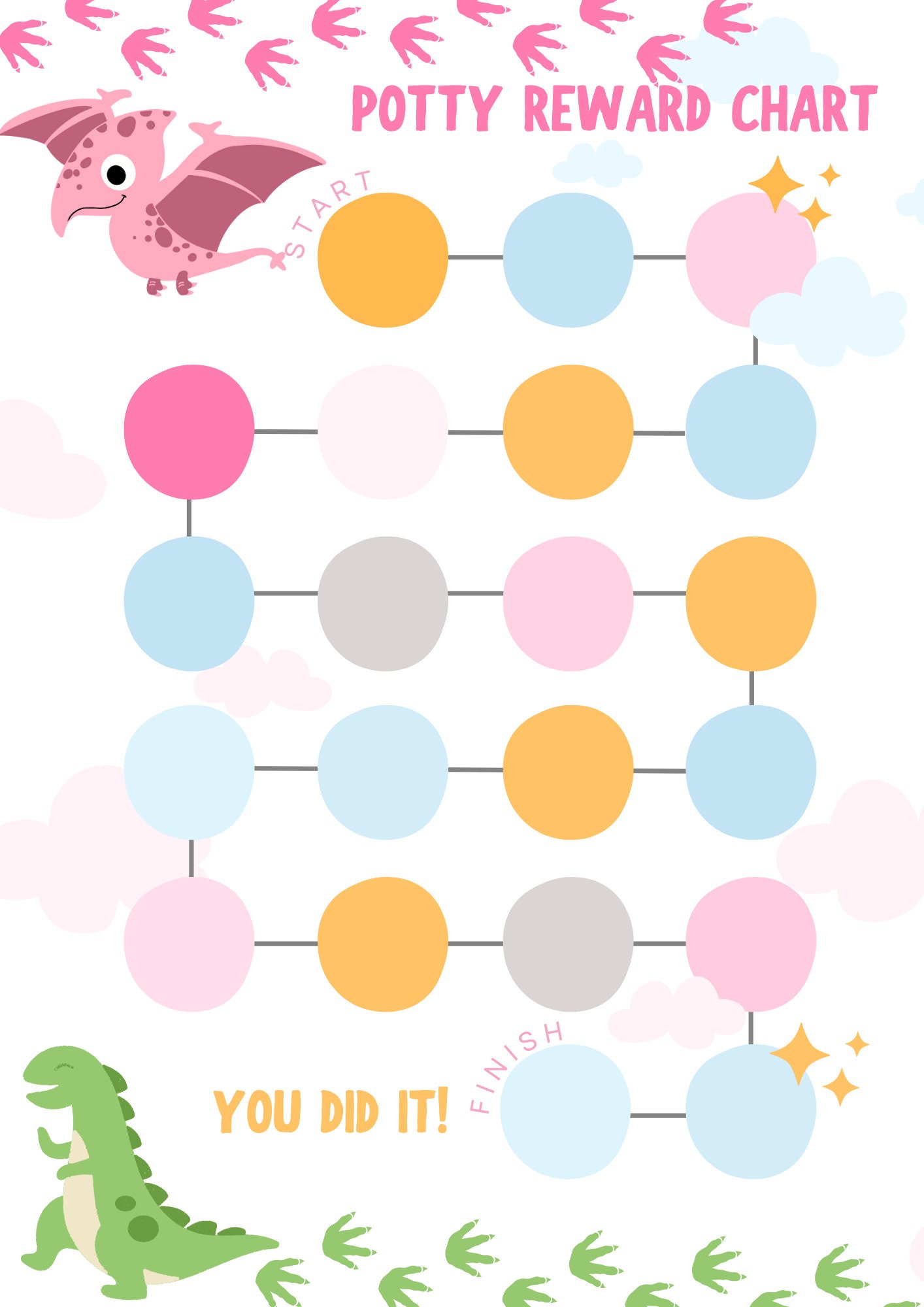Potty Reward Chart - Dinosaur - Etsy