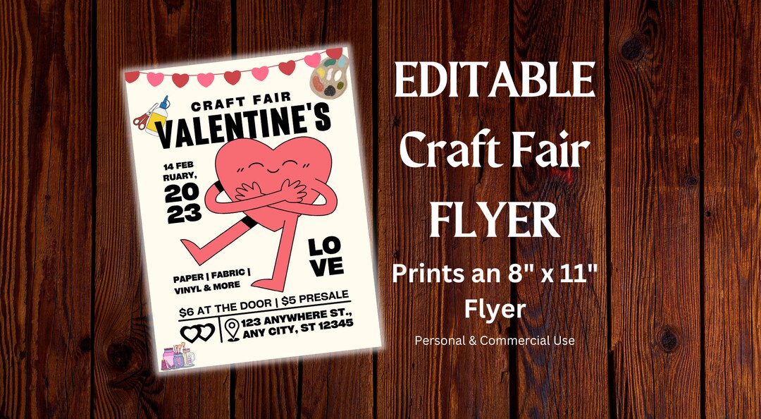 EDITABLE Craft Fair Flyer for Valentines Day Craft Fair | Fully ...