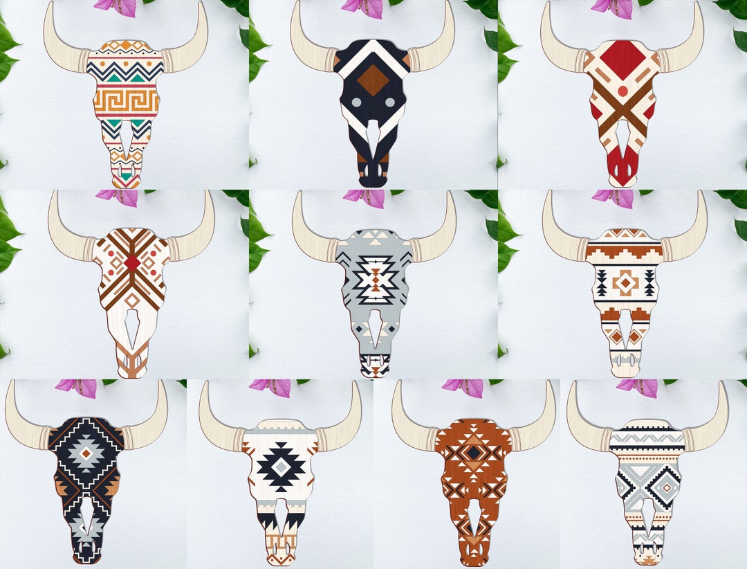 Aztec Bull Skull Sign SVG, Bull Skull Wood Sign Svg, Door Sign Svg ...