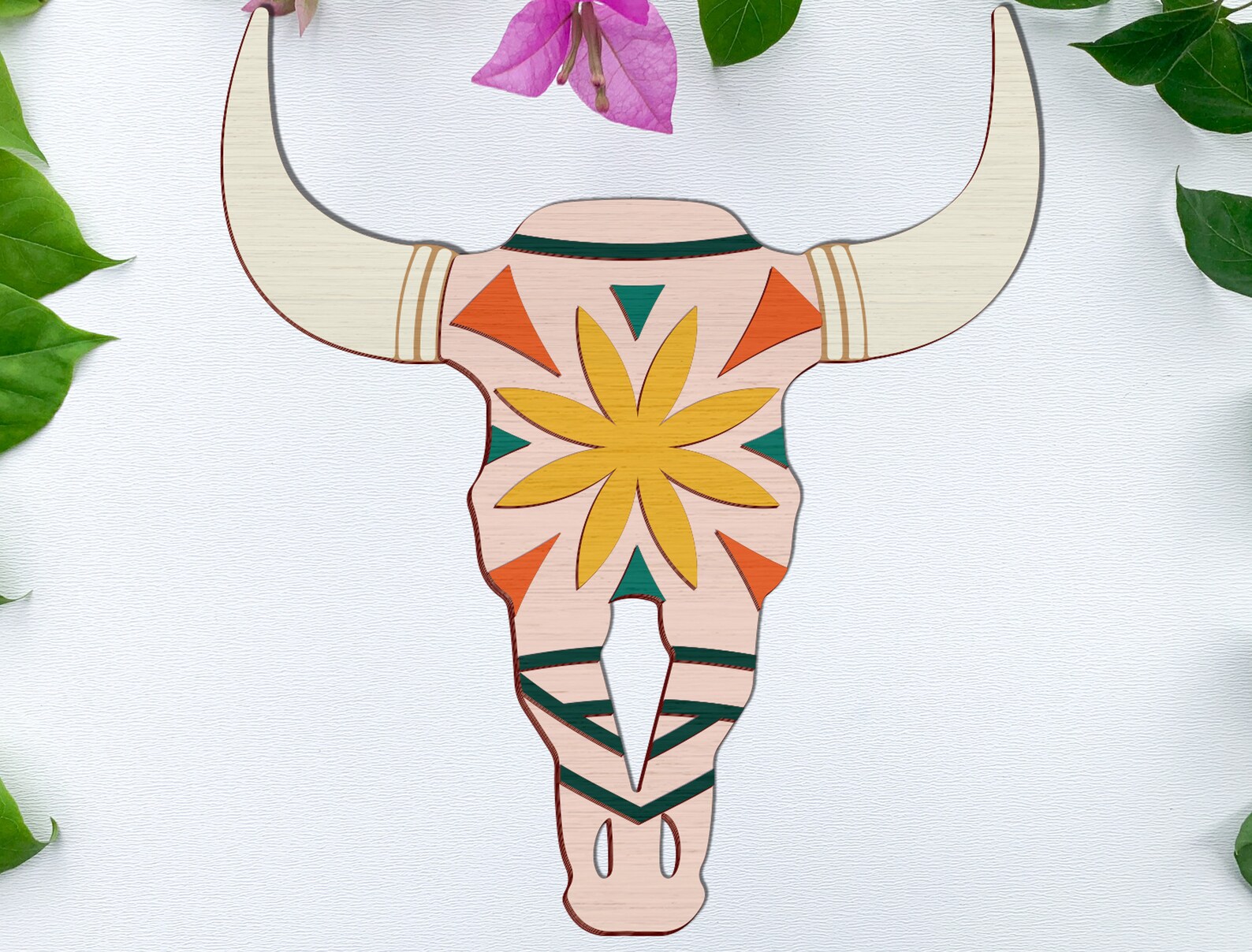 Geometric Bull Skull Sign SVG Bull Skull Wood Sign Svg - Etsy