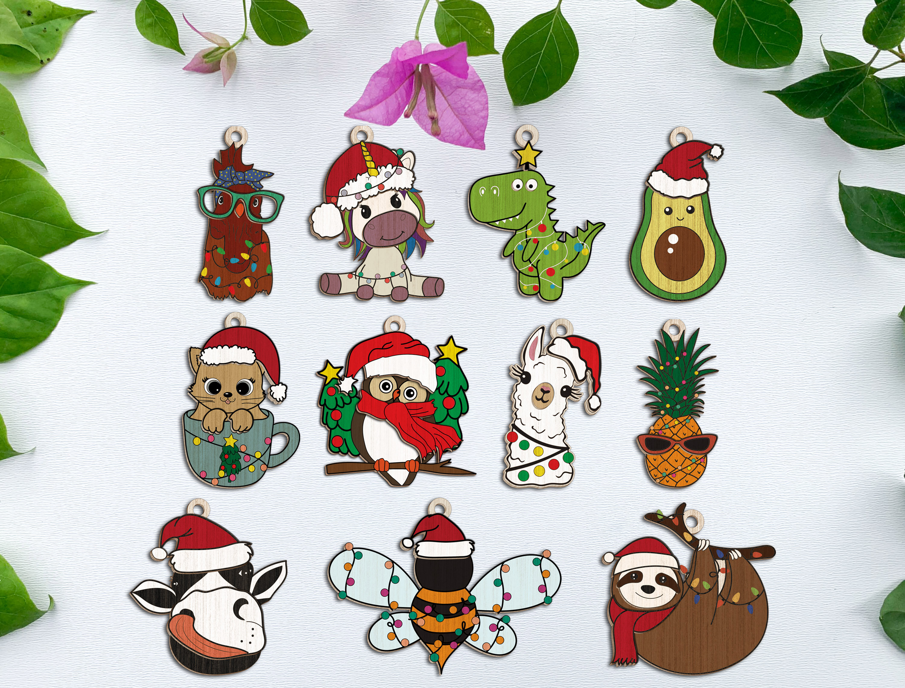 Christmas Animal Ornaments SVG Bundle Christmas Lights Svg - Etsy