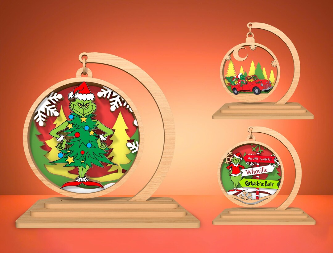 Cartoon Grinch Christmas Ornament, Laser Cut File SVG (digital Download ...