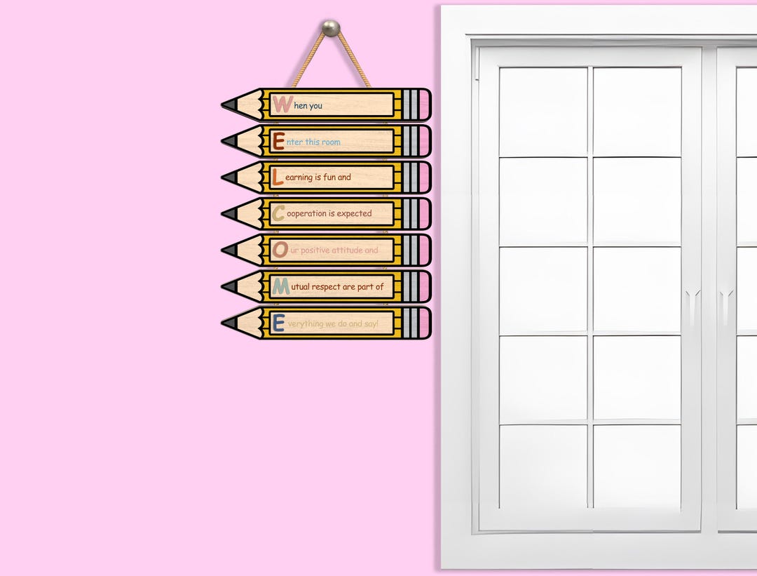 Rainbow Pencil Welcome Sign – Positive Classroom Decor - Etsy