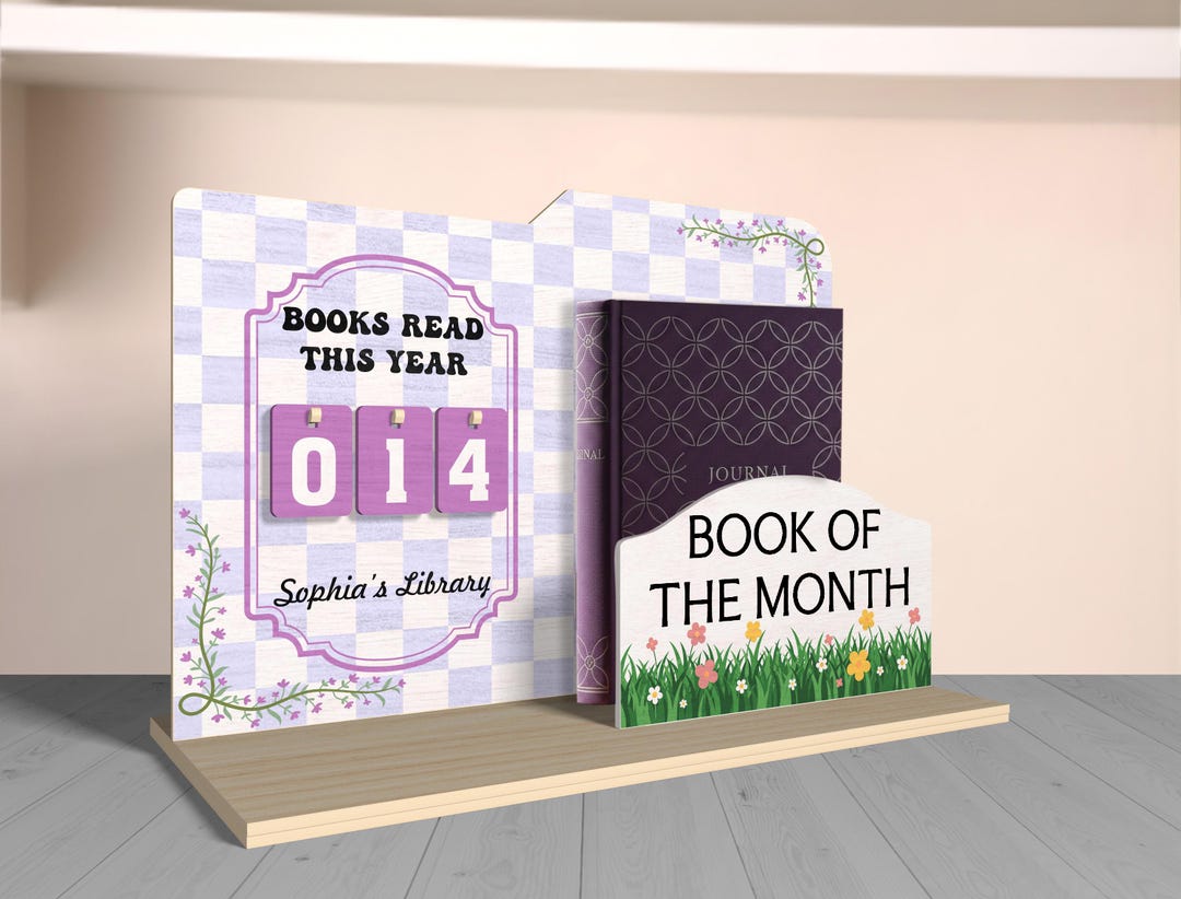Book of the Month Display & Reading Tracker Flips, Cottagecore Desk ...