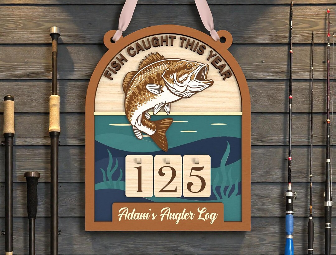Personalized Fish Caught This Year Tracker - Angler Log Sign - Fishing ...