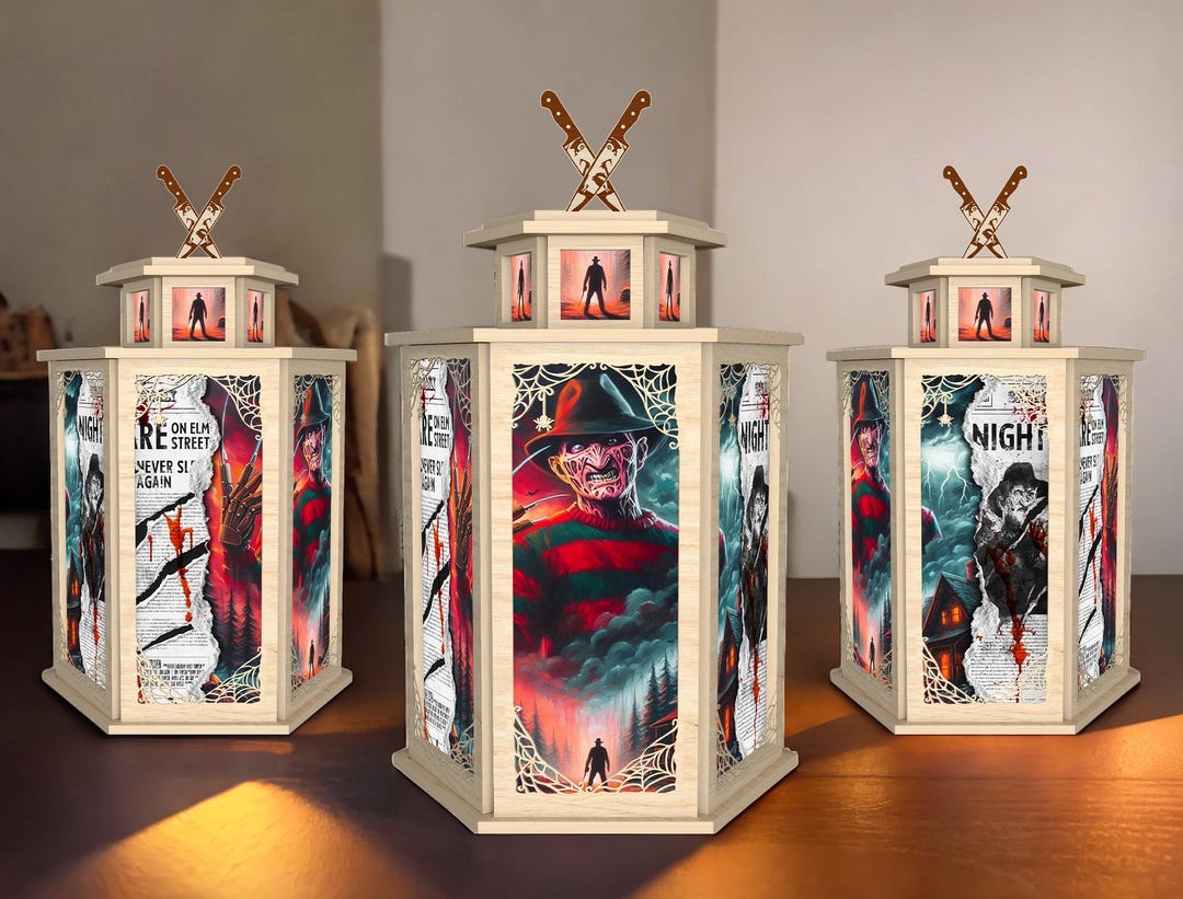 Halloween Nightmare Lantern, Interchangeable Horror Acrylic Panels - Etsy