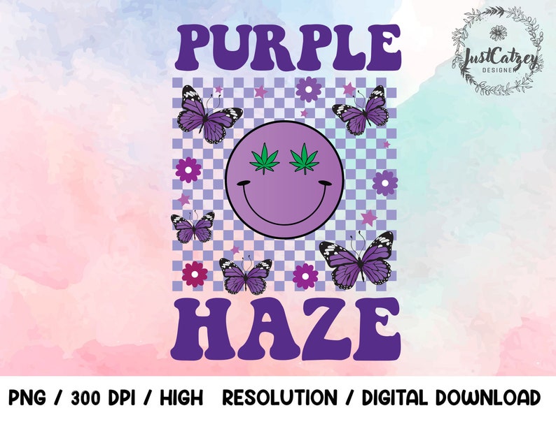 Purple Haze PNG Smile Face PNG T-shirt Design PNG Hippie - Etsy