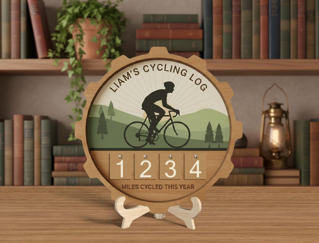 Custom Miles Cycled Tracker Sign, Personalized Cycling Log Board ...