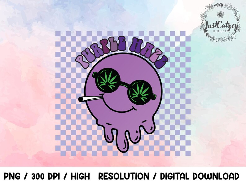 Purple Haze PNG Smile Face PNG T-shirt Design PNG Hippie - Etsy
