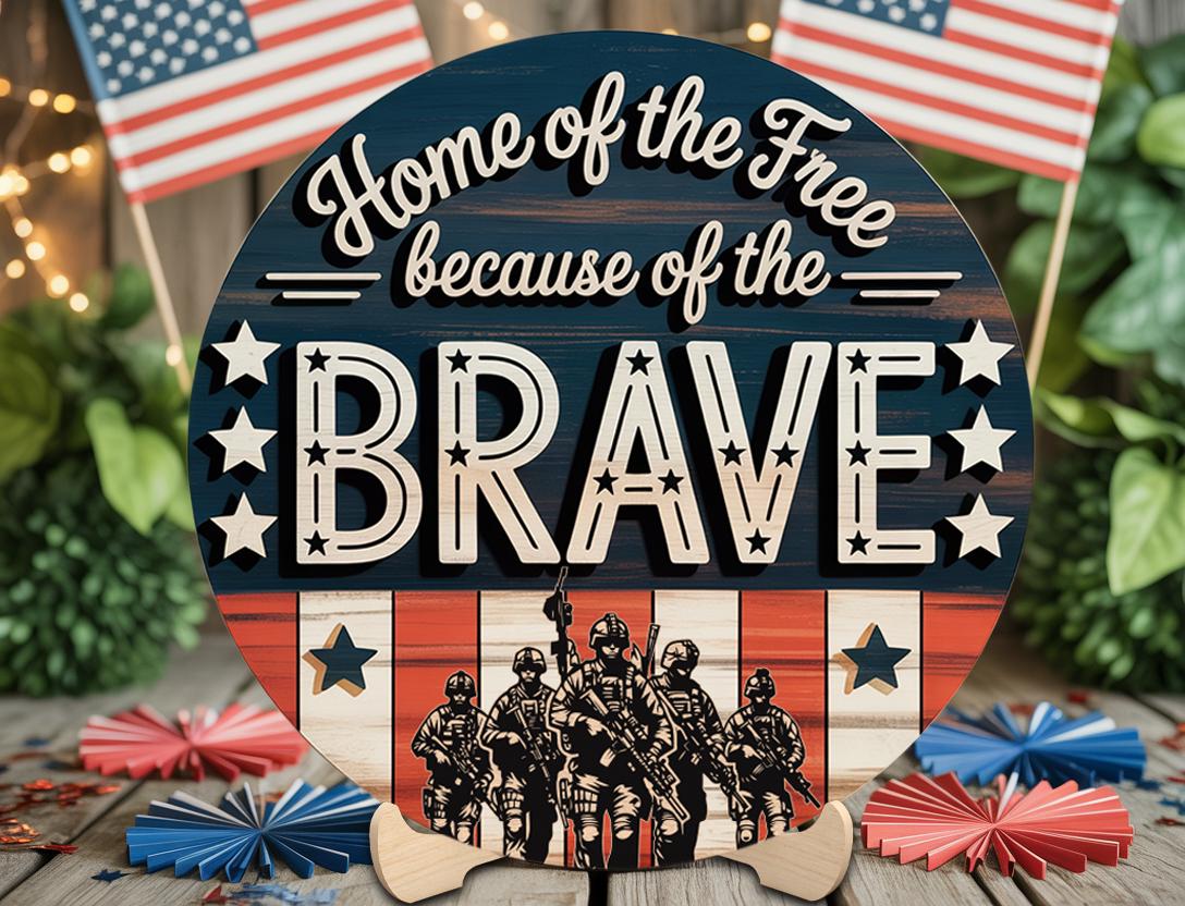 Patriotic Military Round Wood Sign | 4th of July, Independence Day ...