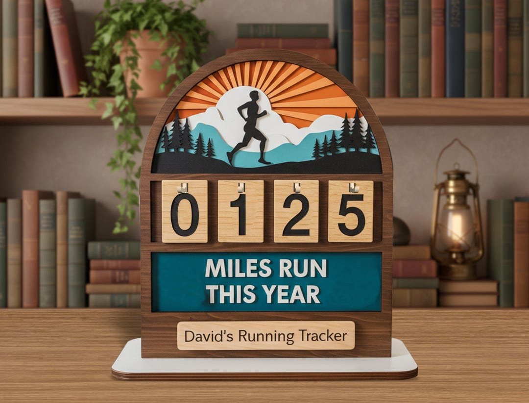 Personalized Running Tracker Sign, Miles Run This Year Counter ...