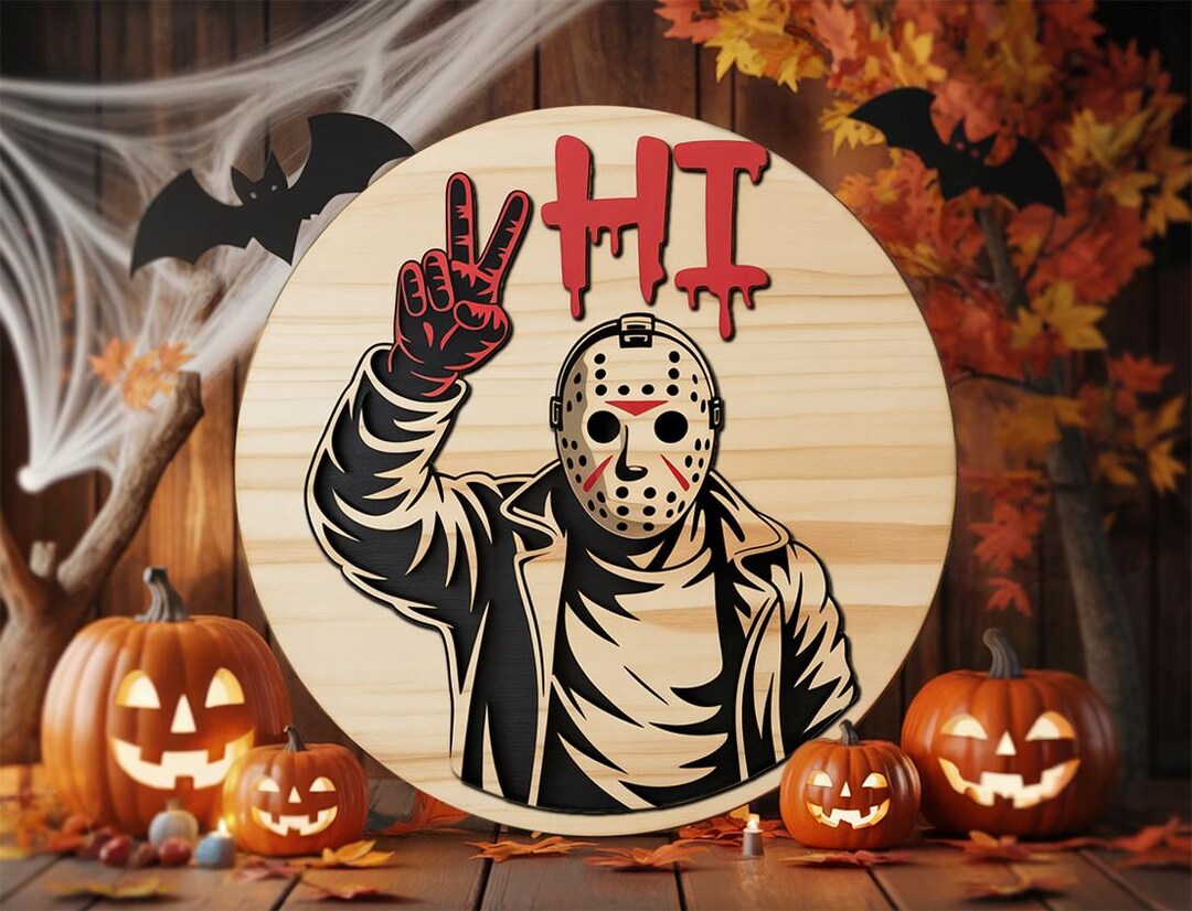 Letrero de madera para puerta con personaje de terror / Decoración de ...