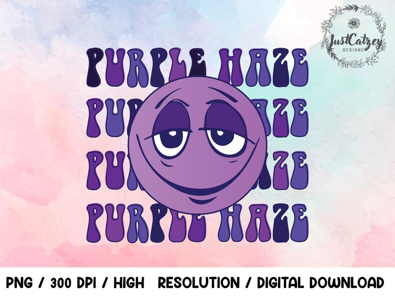 Purple Haze PNG Smile Face PNG T-shirt Design PNG Hippie - Etsy